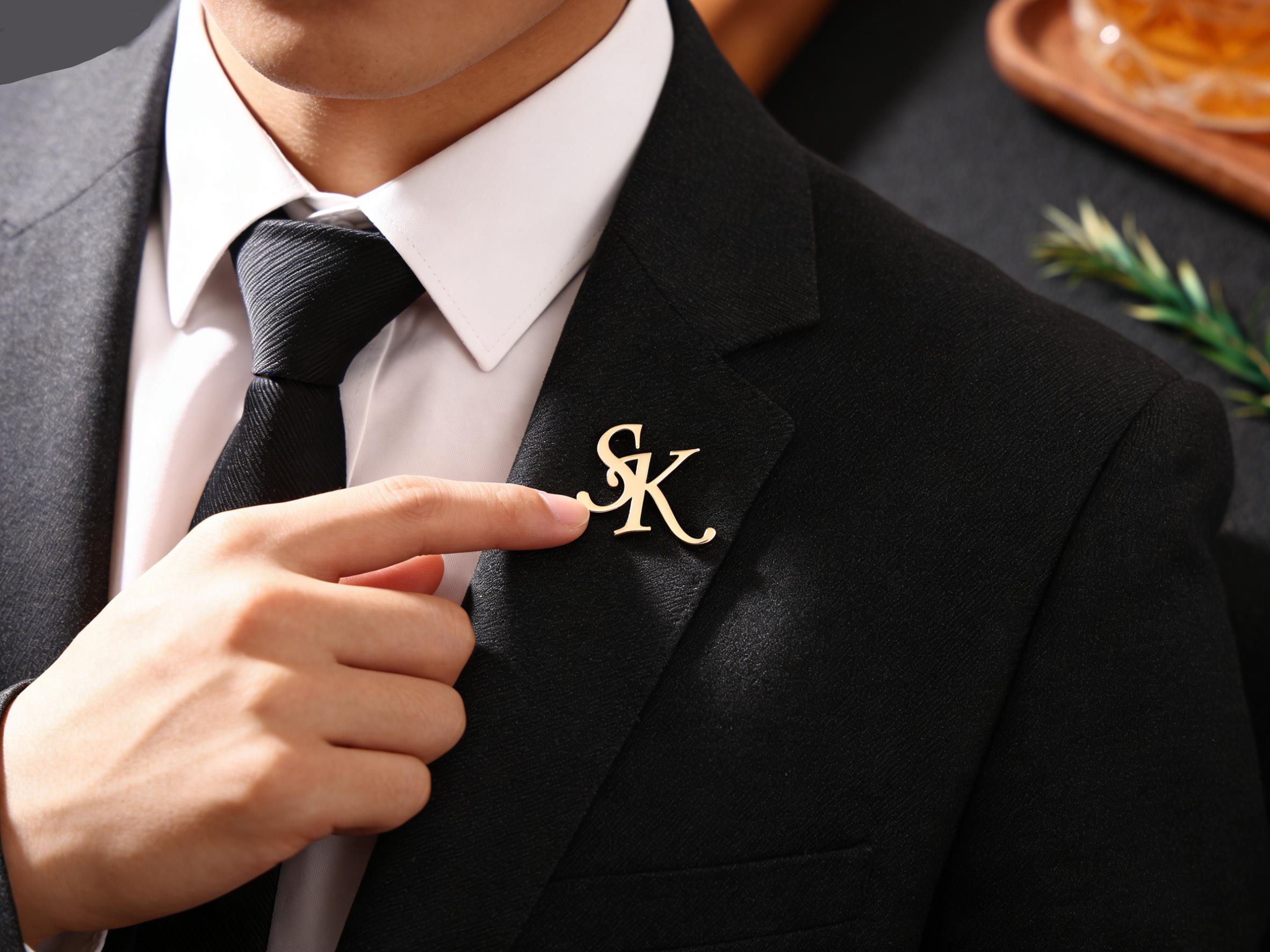 Custom Initial Lapel Pin Brooch, Letter Combination Brooches, Groom ...