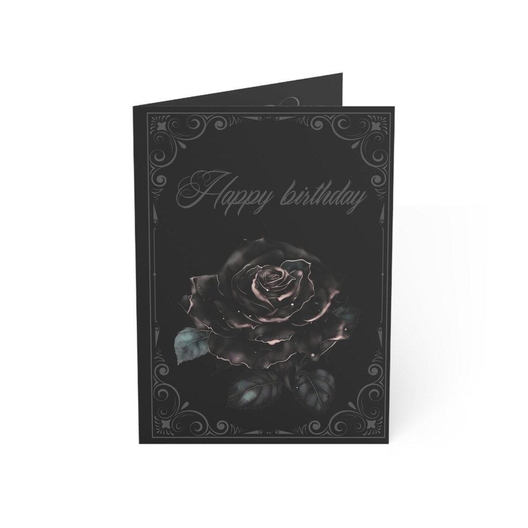 Black Rose Birthday Card Victorian Gothic Greeting Alternative Gift for ...
