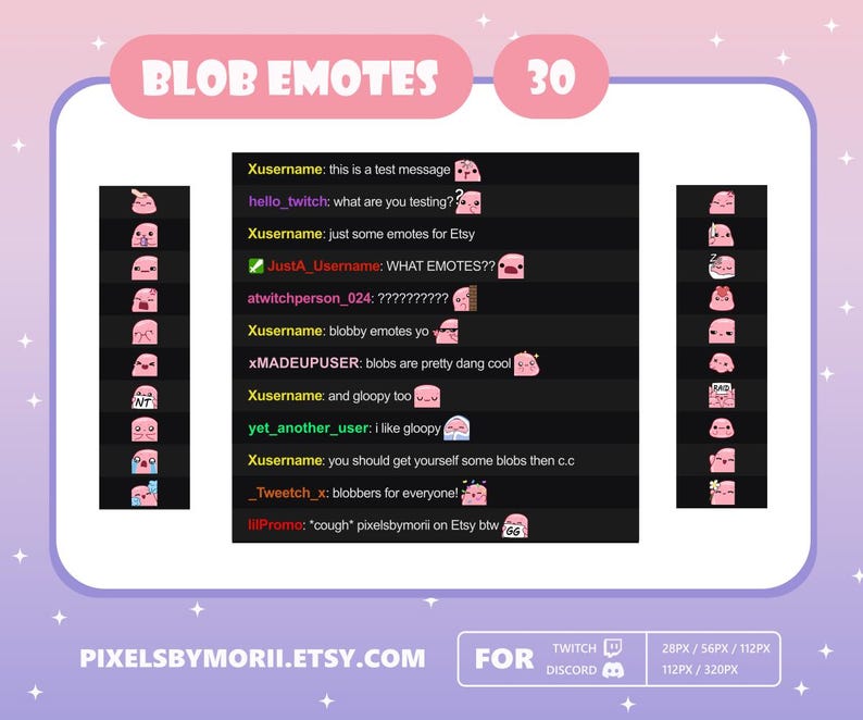 Blob Emote Pack for Twitch or Discord | Pink Emotes | Slime Emotes ...