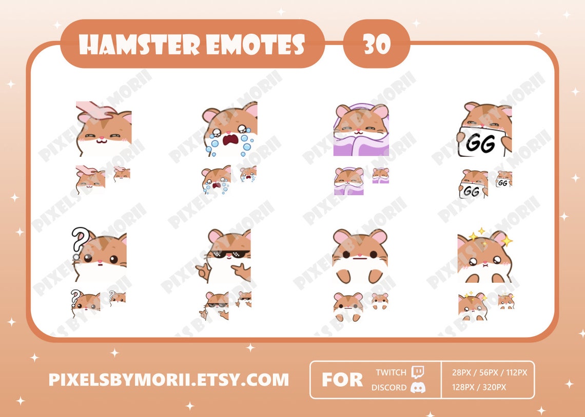 Hamster Emote Pack for Twitch or Discord | Hamster Emotes | Cute Emojis ...