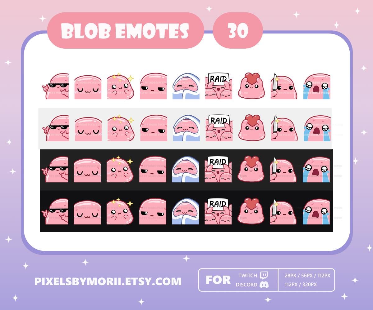Blob Emote Pack for Twitch or Discord | Pink Emotes | Slime Emotes ...
