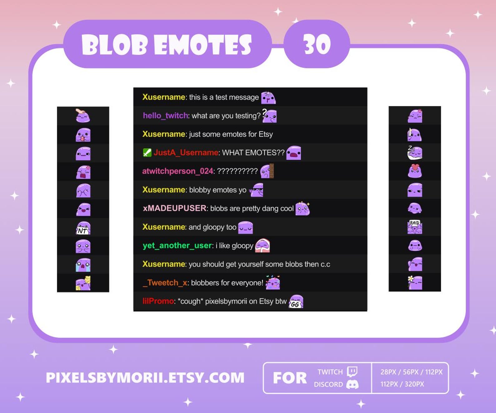 Blob Emote Pack for Twitch or Discord | Purple Emotes | Slime Emotes ...
