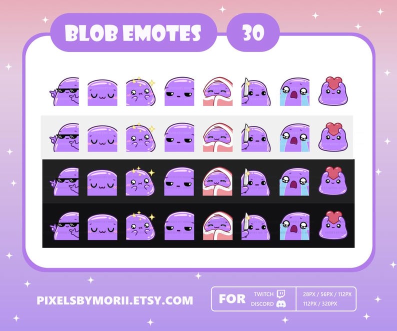 Blob Emote Pack for Twitch or Discord | Purple Emotes | Slime Emotes ...