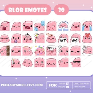 Blob Emote Pack for Twitch or Discord | Pink Emotes | Slime Emotes ...