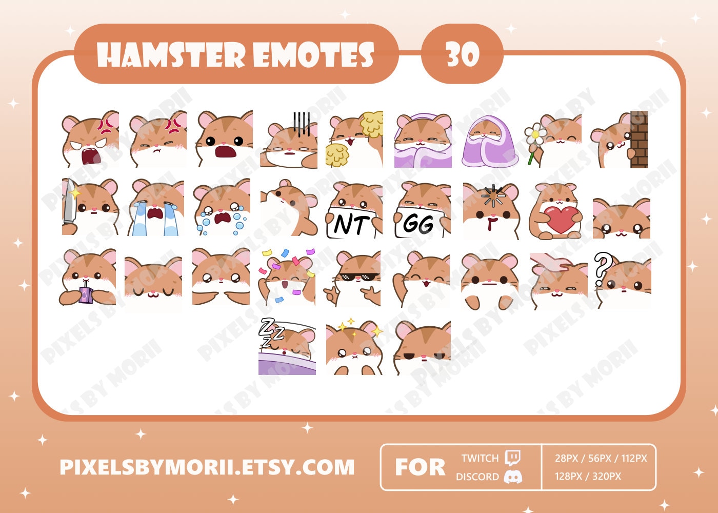 Hamster Emote Pack for Twitch or Discord | Hamster Emotes | Cute Emojis ...