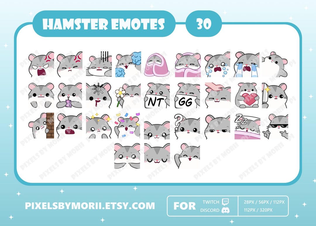 Hamster Emote Pack for Twitch or Discord | Hamster Emotes | Cute Emojis ...