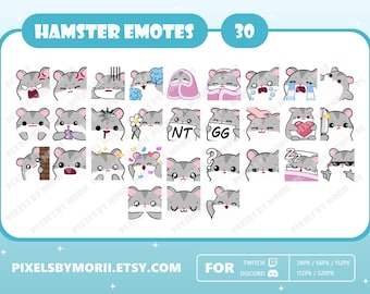 Hamster Emote Pack for Twitch or Discord | Hamster Emotes | Cute Emojis ...