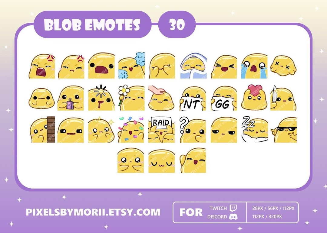 Blob Emote Pack for Twitch or Discord | Yellow Emotes | Slime Emotes ...