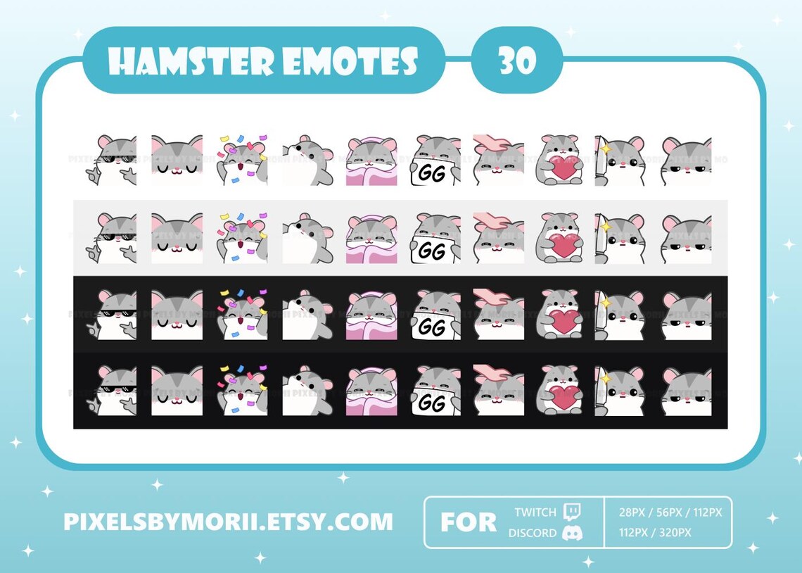 Hamster Emote Pack for Twitch or Discord Hamster Emotes Cute Emojis ...