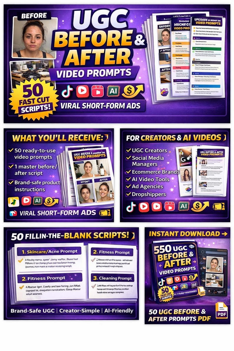 Before & After Video Customizable Prompt Template (50) Examples ...