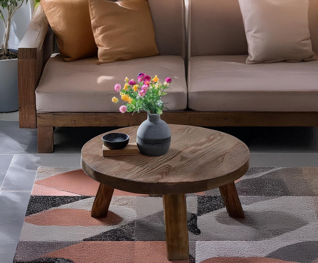 Custom Handmade Rustic Wooden Round Oval Elips Coffee Table Farmhouse ...