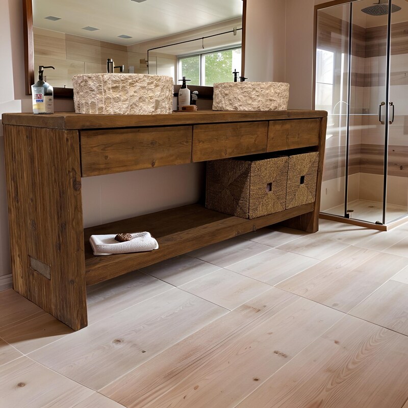 Solid Wood Double Vanity - Etsy