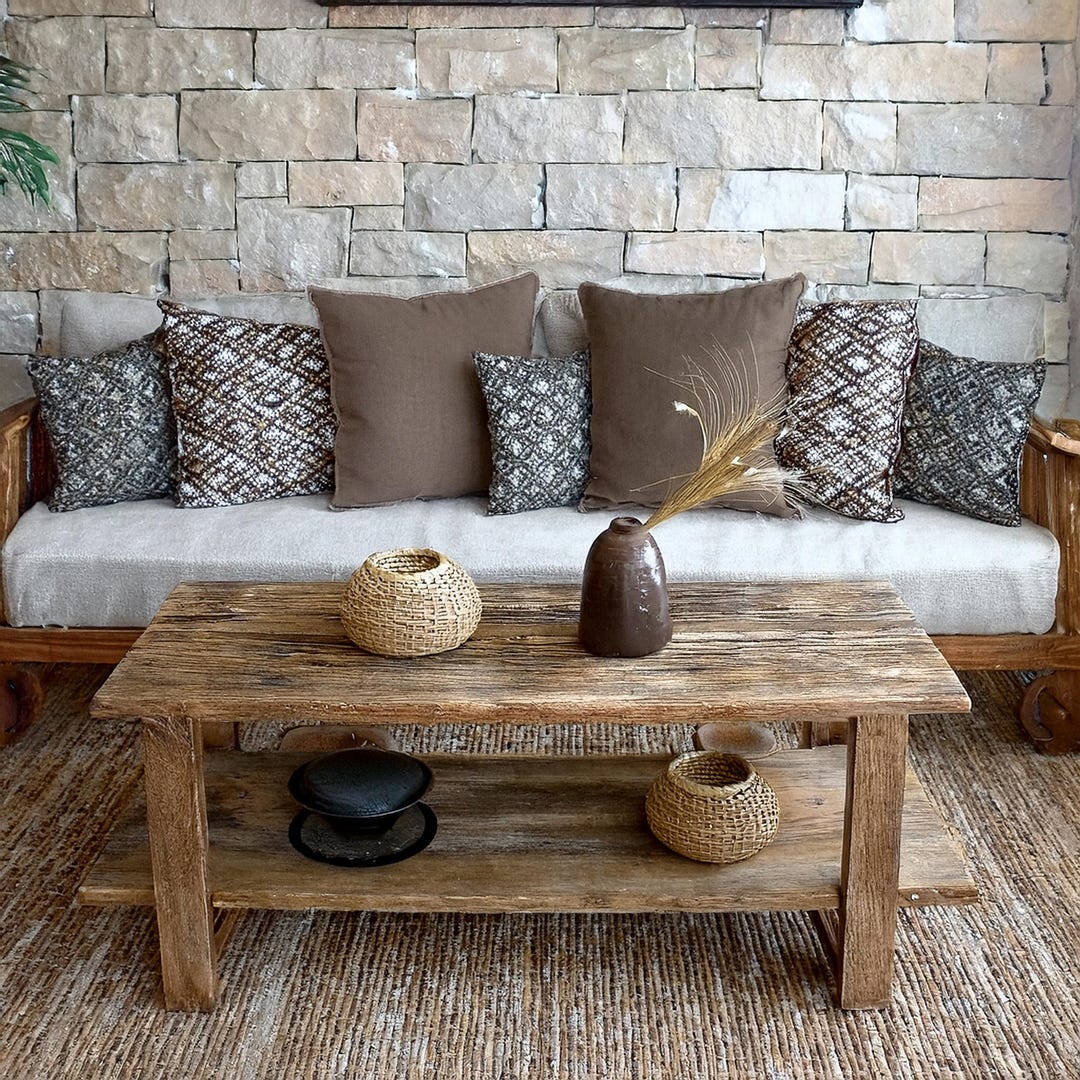 Custom Handmade Rustic Wooden Coffee Table - Farmhouse Style Natural ...