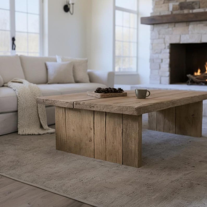 Rustic Wooden Coffee Table – Custom Handmade Farmhouse Style, Solid ...