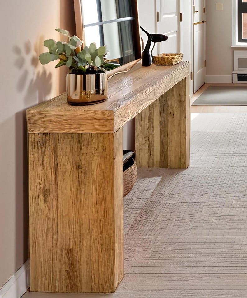 Custom Handmade Rustic Console Table Farmhouse Style Live Edge Shelf ...