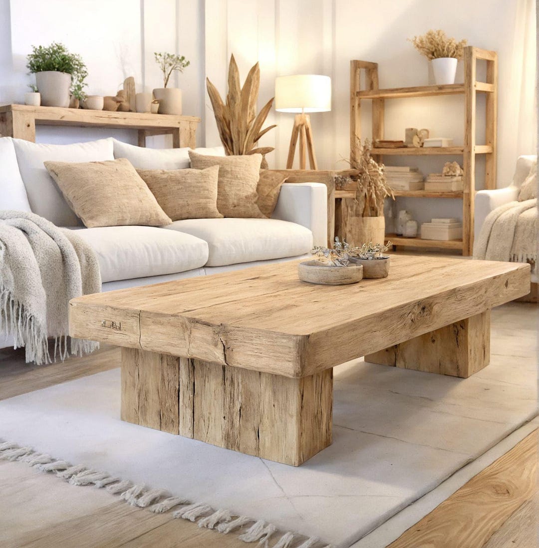 Rustic Wooden Coffee Table – Custom Handmade Farmhouse Style, Solid ...