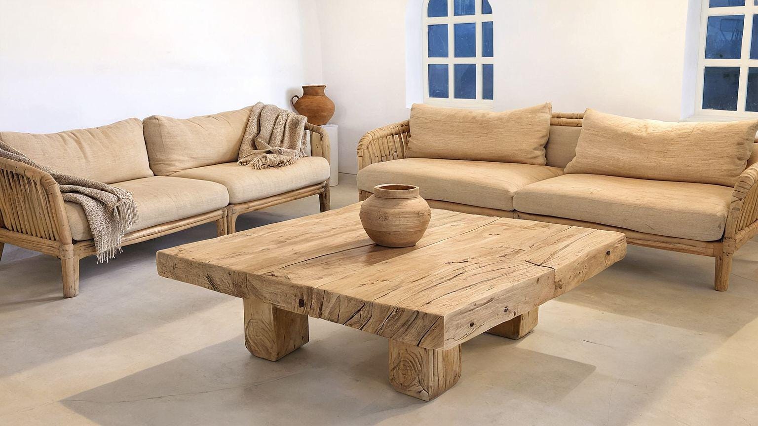 Rustic Wooden Coffee Table – Custom Handmade Farmhouse Style, Solid ...