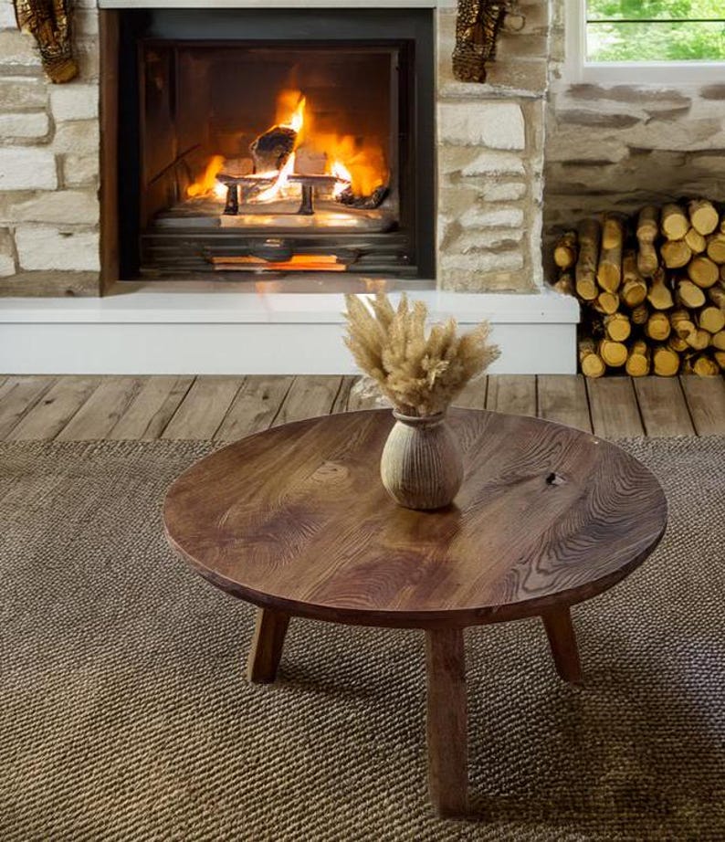 Custom Handmade Rustic Wooden Round Coffee Table Farmhouse Style ...