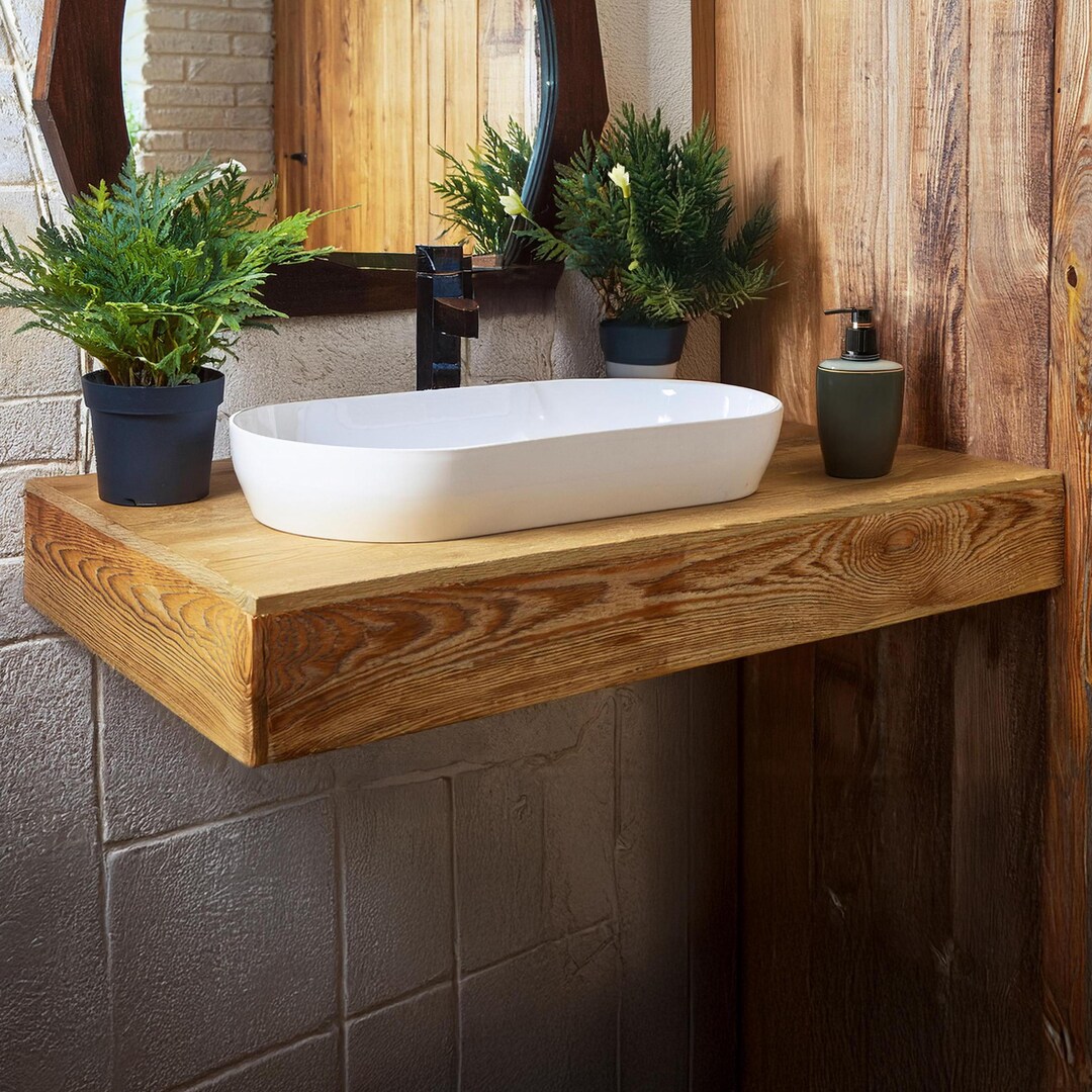Custom Handmade Rustic Wooden Bathroom Vanity | Farmhouse Style Sink ...