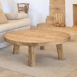 Custom Handmade Rustic Wooden Round Coffee Table - Farmhouse Style ...