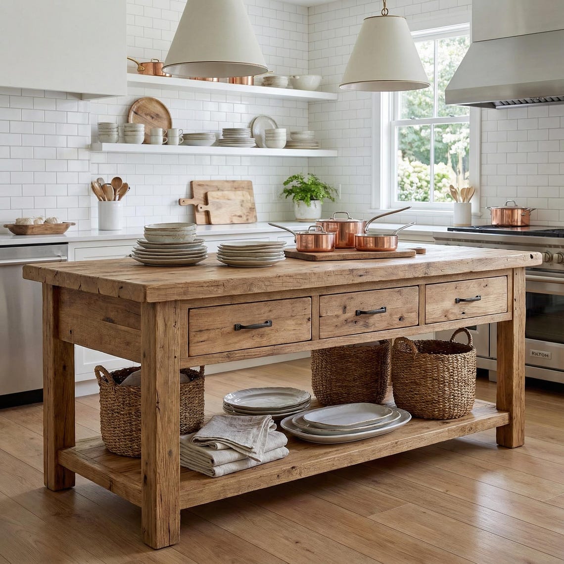 Handmade Live Edge Kitchen Island: Rustic Farmhouse Style With Storage ...