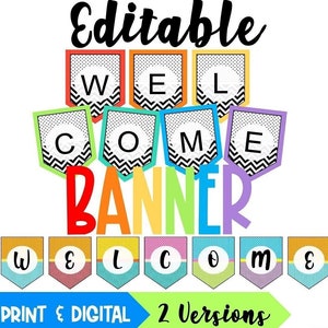 Editable Polka Dot Chevron Welcome Banner - Printable Bunting Letters ...