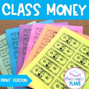 Class Money Currency - Class Cash - Classroom Economy Reward ...