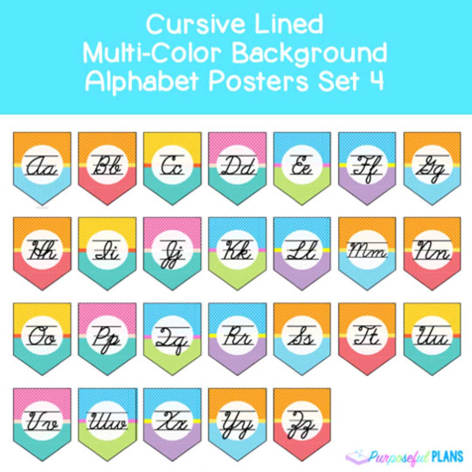 Editable Polka Dot & Chevron Cursive Alphabet Poster Cards - Classroom ...