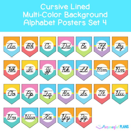 Editable Polka Dot & Chevron Cursive Alphabet Poster Cards - Classroom ...