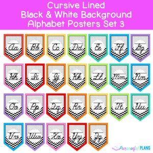 Editable Polka Dot & Chevron Cursive Alphabet Poster Cards - Classroom ...