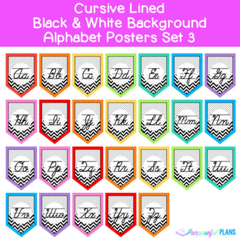 Editable Polka Dot & Chevron Cursive Alphabet Poster Cards - Classroom ...