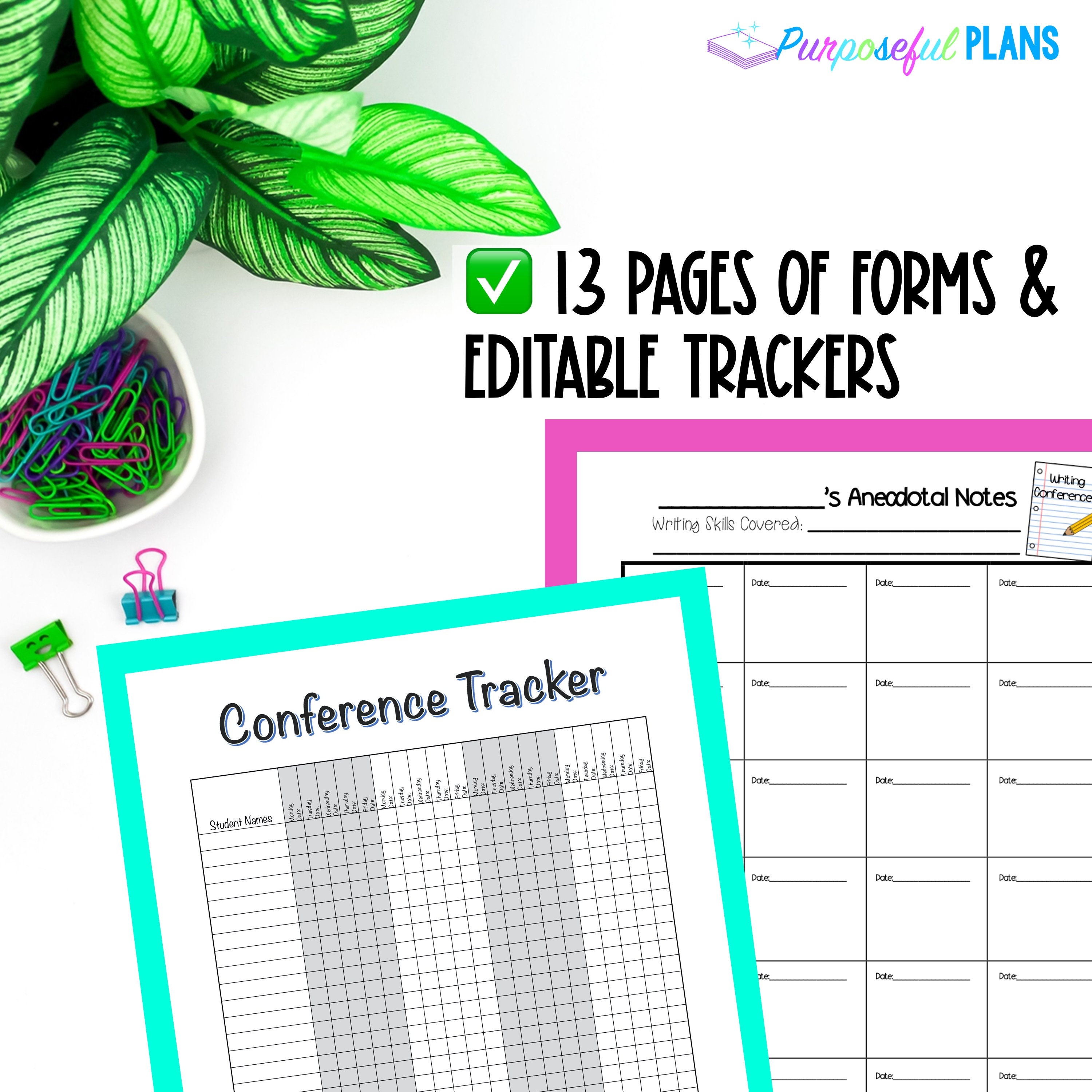 Editable Writing Conference Forms - Recording Sheet - Printable Notes ...