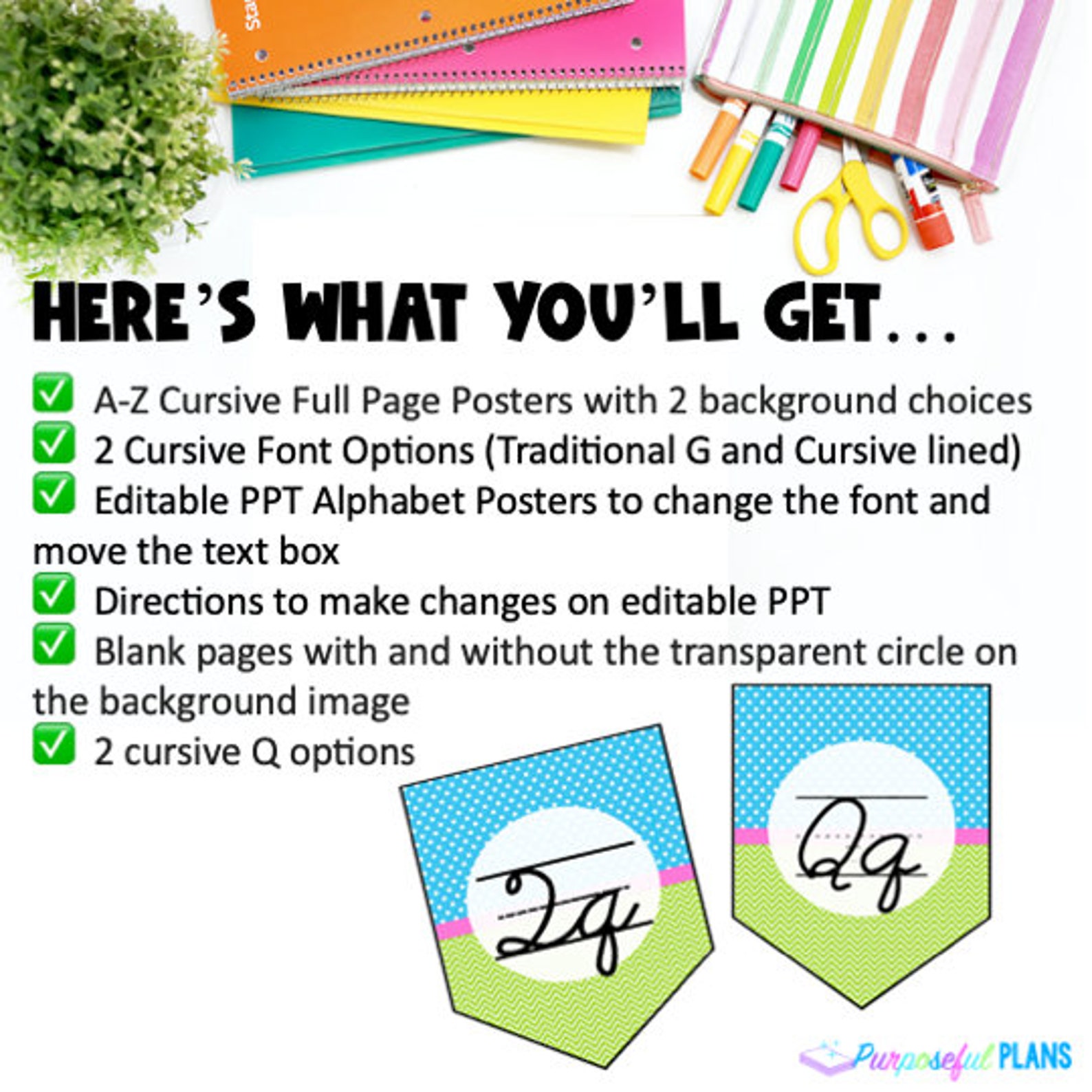 Editable Polka Dot & Chevron Cursive Alphabet Poster Cards - Classroom ...