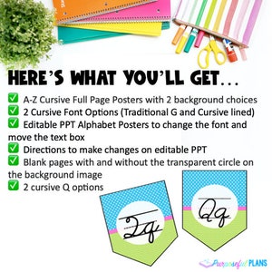 Editable Polka Dot & Chevron Cursive Alphabet Poster Cards - Classroom ...