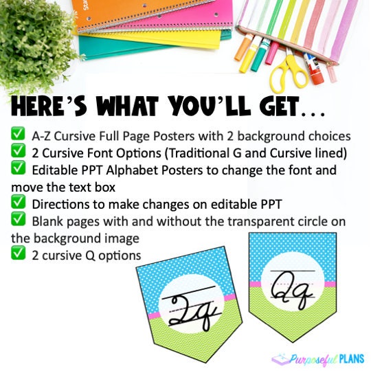 Editable Polka Dot & Chevron Cursive Alphabet Poster Cards - Classroom ...