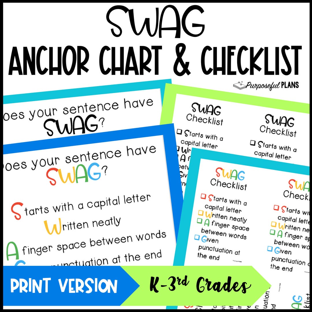 Printable SWAG Posters & Checklists - Writing Complete Sentence Anchor ...