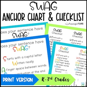 Printable SWAG Posters & Checklists - Writing Complete Sentence Anchor ...