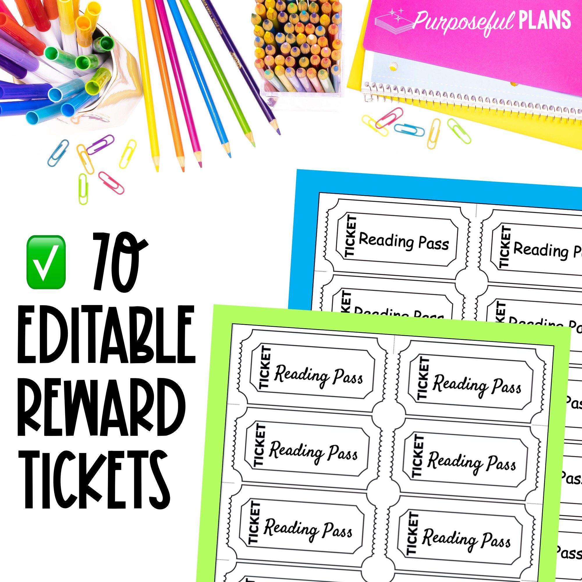 EDITABLE Reward Coupons - Incentive Tickets for Positive Classroom ...