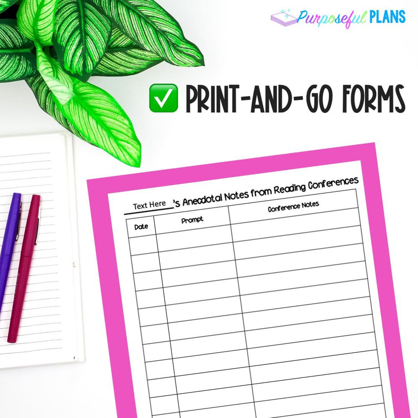 Editable Reading Conference Forms - Recording Sheet - Printable Notes ...
