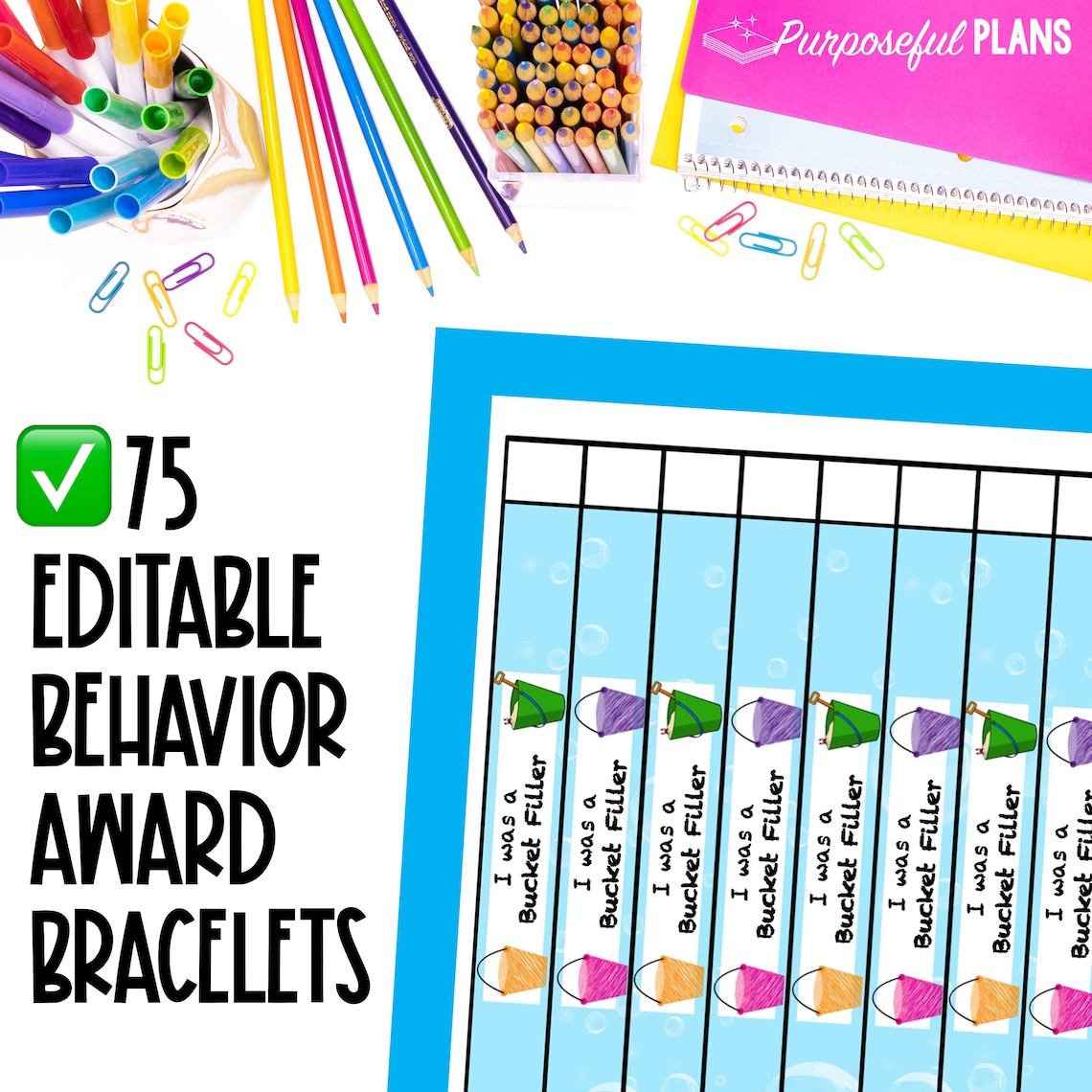 EDITABLE Positive Incentive Behavior Brag Bracelets for Students ...