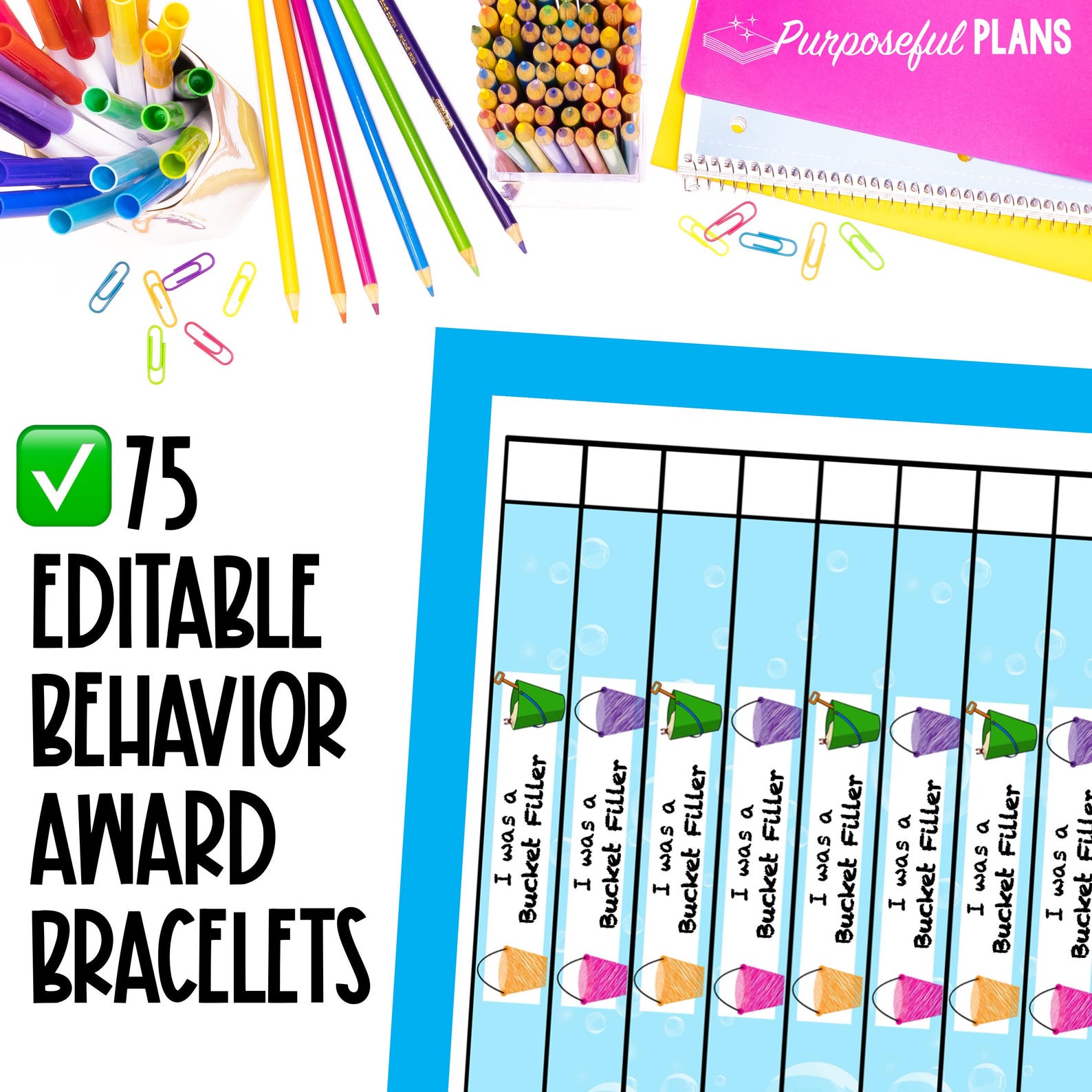EDITABLE Positive Incentive Behavior Brag Bracelets for Students ...