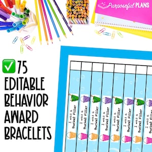 EDITABLE Positive Incentive Behavior Brag Bracelets for Students ...