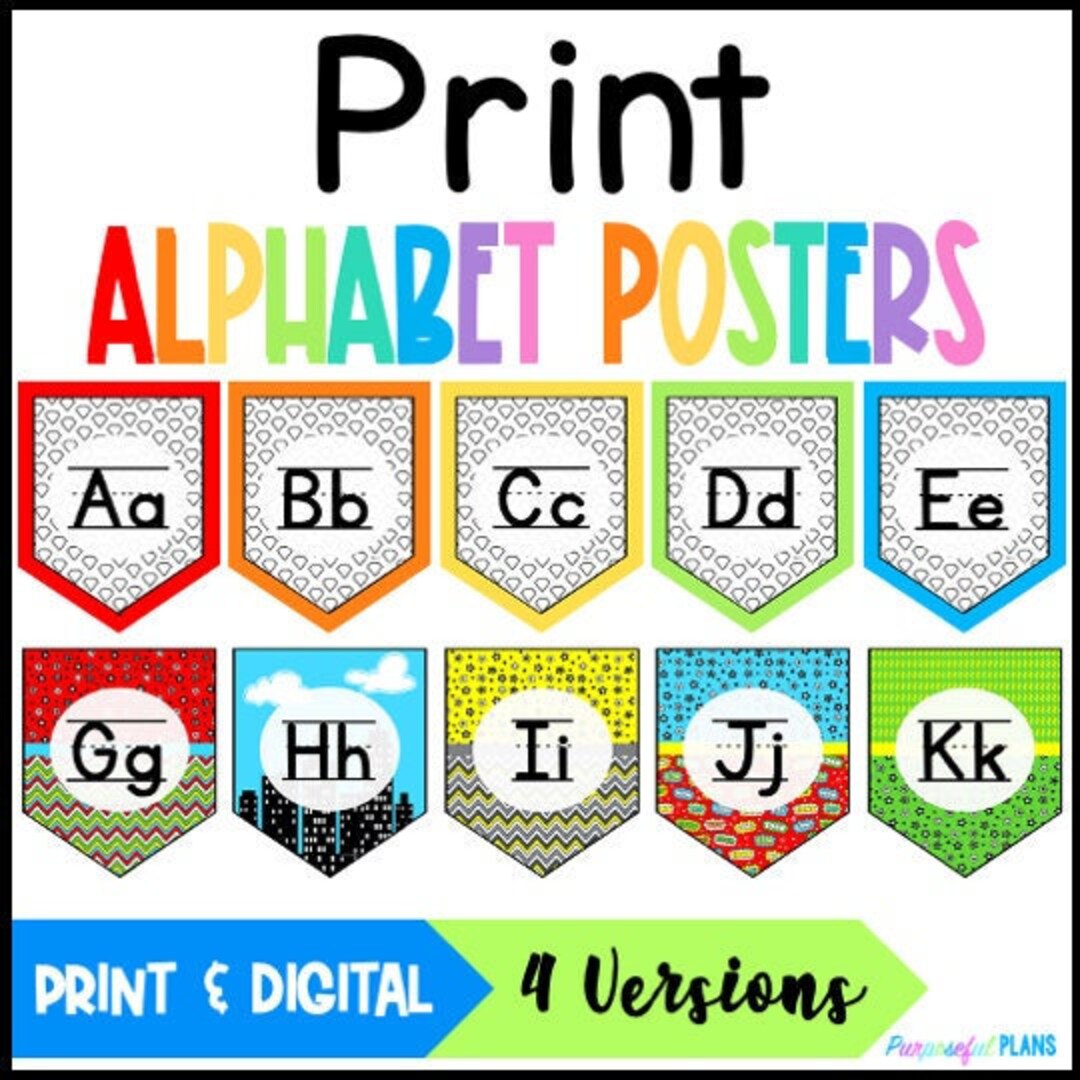 Editable Superhero Print Alphabet Poster Cards - Classroom Decor Wall ...