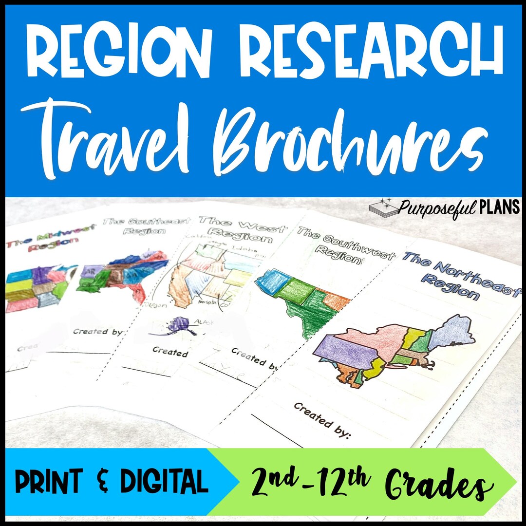 EDITABLE U.S. 5 Regions Research Travel Brochure Project - Digital ...