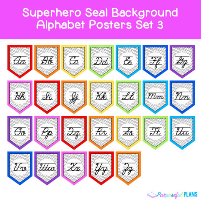 Editable Superhero Cursive Alphabet Poster Cards - Classroom Decor Wall ...