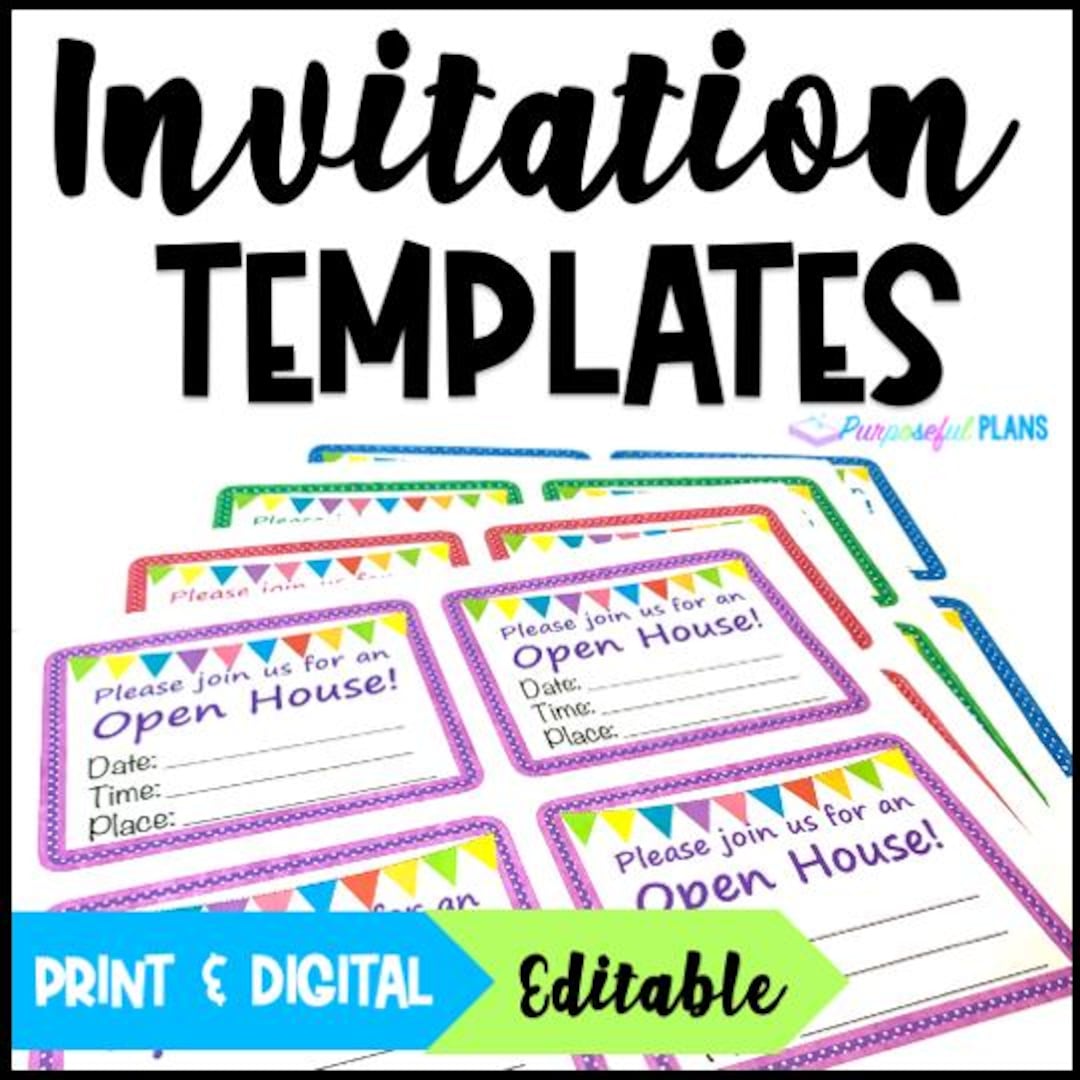 EDITABLE Open House Invitation Card - Back to School Templates - Print ...