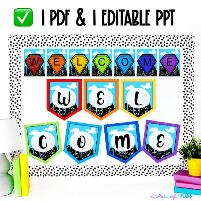 Editable Superhero Welcome Banner: Classroom Decor (printable PDF & PPT ...