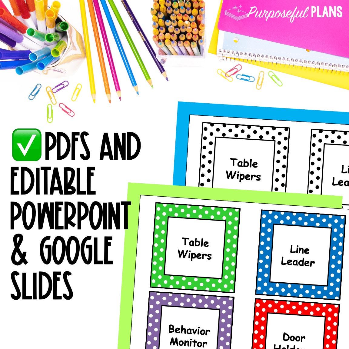 Editable Classroom Job Chart: Polka Dot Decor (digital Download) - Etsy