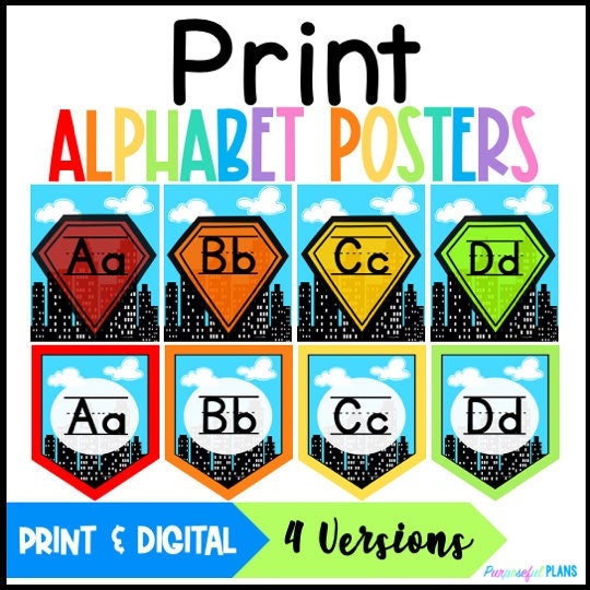 Editable Superhero City Print Alphabet Poster Cards - Classroom Decor ...