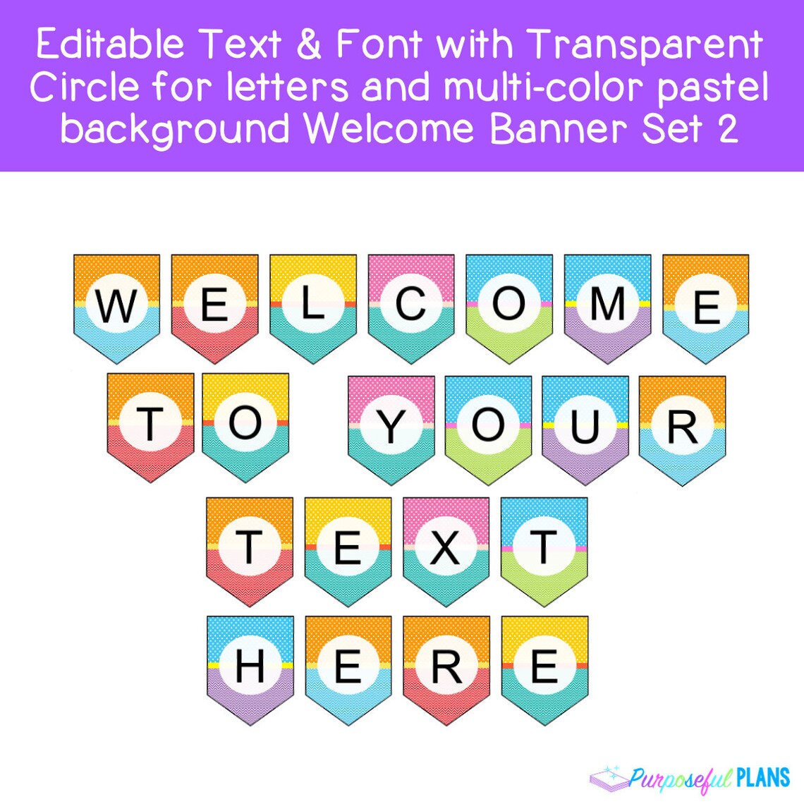 Editable Polka Dot Chevron Welcome Banner - Printable Bunting Letters ...